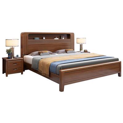 中式胡储桃色全木BPF床主卧1.8米新双人床大气物大实床复古风设计