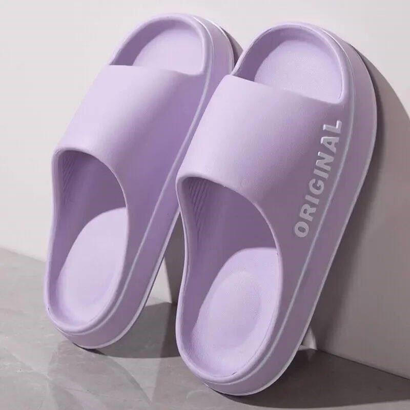 Feslishoet Women Letter Slippers Beach Slides Solid Color