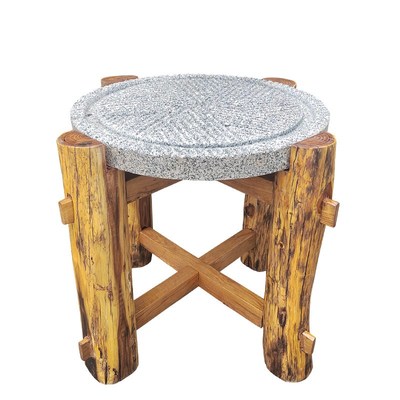 石雕茶盘茶台花岗岩圆形石桌室内阳台石磨桌子复古石头茶桌椅