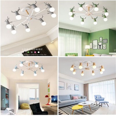 Nordic macaron antler chandelier simple post modern LED chan