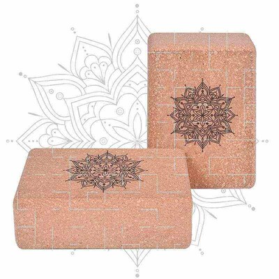 Cork Yoga Block Foam brick black stching aid gym pilates