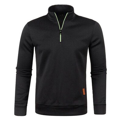 Mens Neck Zipper Knitwear Sleeve Thin Fleece Fashionable To