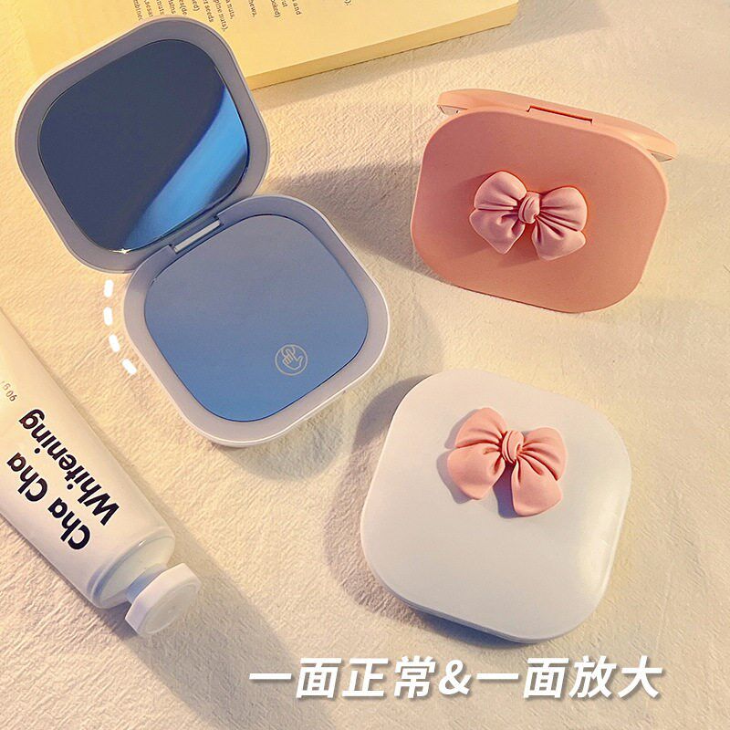 Makeup mirror, small mirror, female, handheld LED-lit foldin