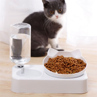 Pet Bowl Automatic Feeder Dog Cat Food Bowl with Water Dispe