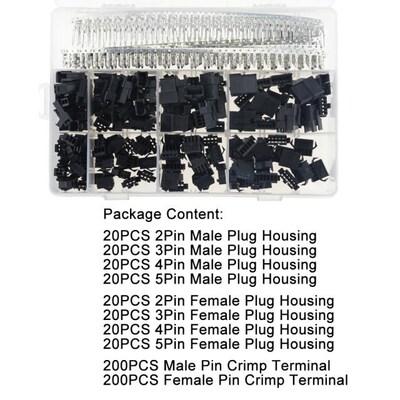560PCS/Box JST SM2.54mm Male+Female 2P 3P 4P 5P Housing Conn