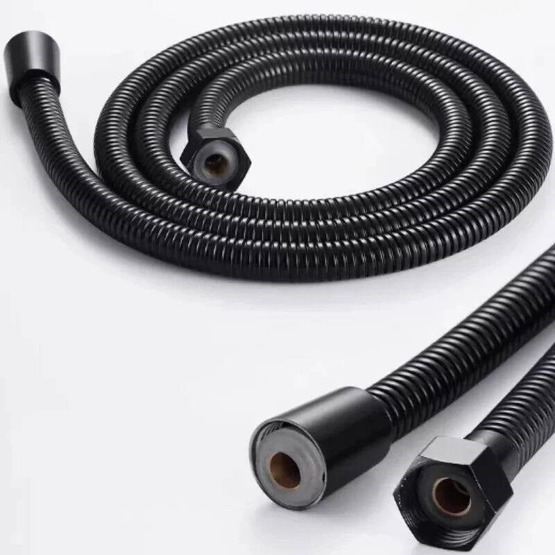 Black/Chrome Stainless Steel Flexible Shower Hose Bathroom A
