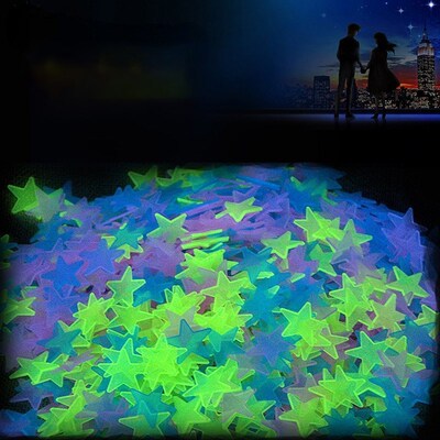 100/50Pcs Luminous 3D Stars Glow In The Dark Wall ers For Ki