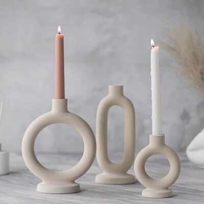 Ceramic Candle Holder Home Decor Candlestick Living Room Dec