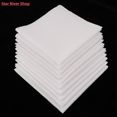 10pcs Mens White Handkerchiefs Square Super Soft手帕