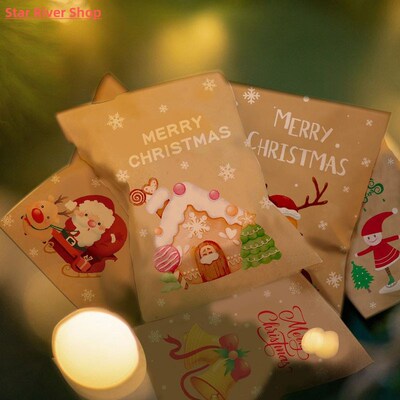 24pcs Kraft Paper Bags Envelope Merry Christmas Gift Packagi