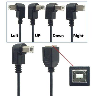 0.25M 90 degree USB 2.0 Type B Male to Type B Female
