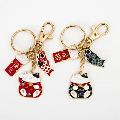 Japanese Style Maneki Neko Keychain Carp Sreamer Key Chain F