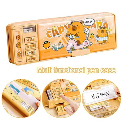 Multifunctional Capibara Pencil Case Large Capacity Password
