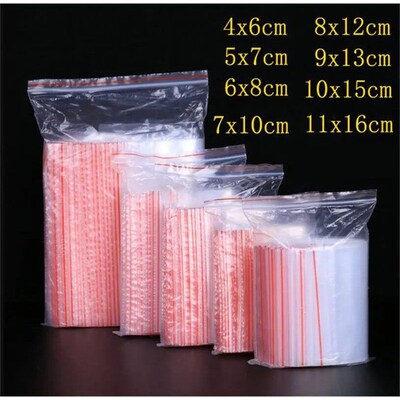 Thicken Zipper Sealed Bags Clear Plastic Storage Bag for Sma