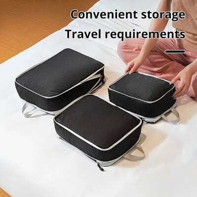 3Pcs/set Black/Blue/Grey Compressible Travel Storage Bag Por