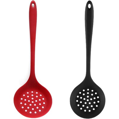 Silicone Skimmer Spoon Non-Stick Cooking Slotted Colander Sp