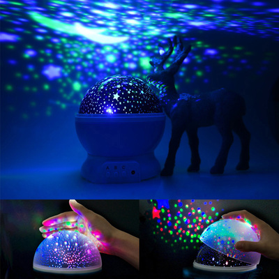 LED Galaxy Projector Star Moon Night Light Sky Rotating Baty