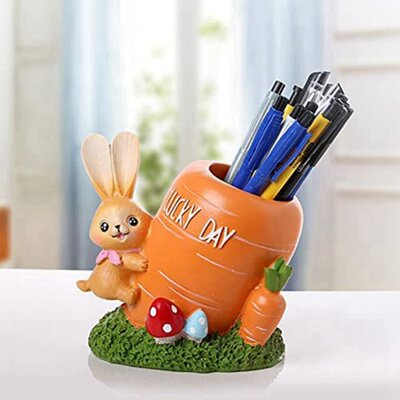 Rabbit Carrot Resin Pen Holder Pencil Holder For Desk Organi