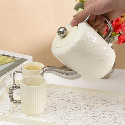 Nordic Style Ripple Tea Ware Ceramic Cold Water Pitcher Cup