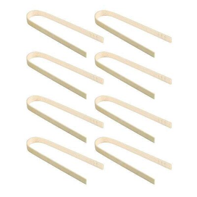 80 Pcs Mini Bamboo Disposable Bread Tongs 4 Inch Toast