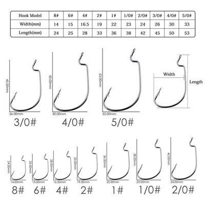 100Pcs/lot Wide Crank Fishing Hooks Carbon Steel Offset Fish