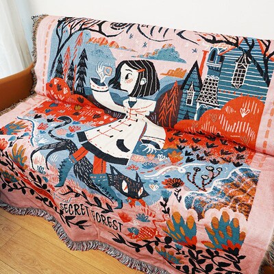 Gothic Thread Blanket Throw Double-sided Tapestry Homestay D