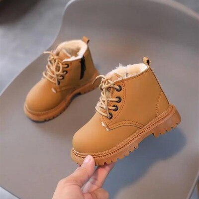 New Autumn Winter Children Leather Boots Girls Boys Shoes Ki