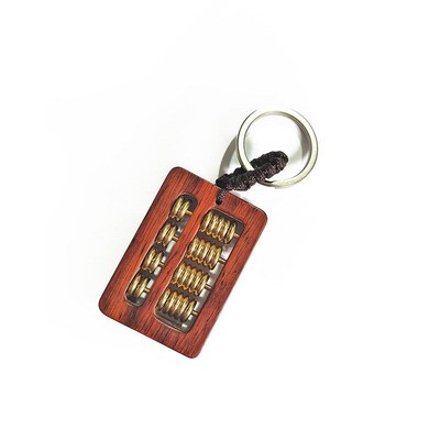 Rosewood Abacus Car Copper Keychain DIY Pendant Creative Per