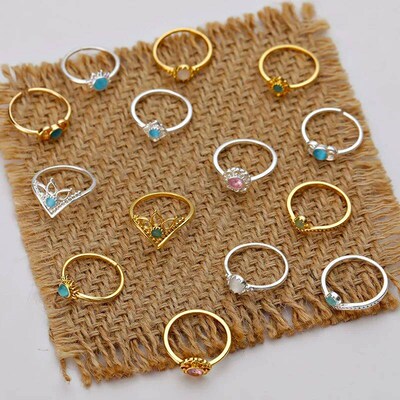Fashion Opal Finger Rings For Women Stainless Steel Adjustab
