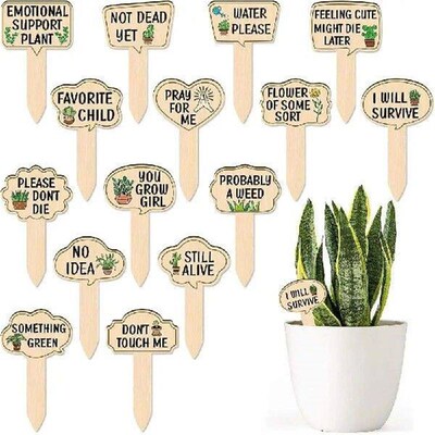 15pcs Interesting Plant Stakes Plants Labels T-Type