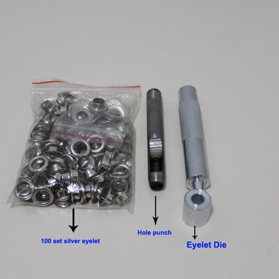 100sets Silver metal eyelets 4mm 5mm 6mm 8mm 10mm 12mm 14mm