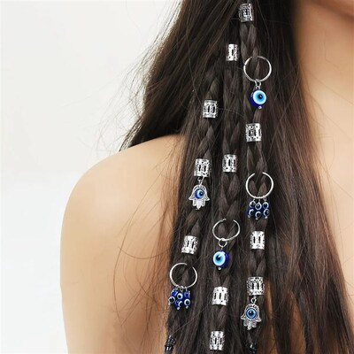 16pcs Evil Eye Design Alloy Hair Braids Ring - Dreadlock Hai