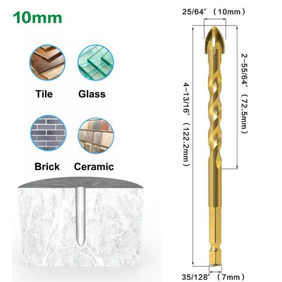 *Twisted Four-Edged Diamond Cross Hex Tile Bits Glass Cerami
