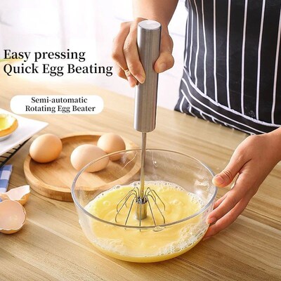 Semi-automatic Egg Beater Stainless Steel Whisk Manual Press