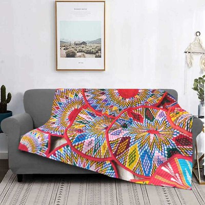 Ethiopian Plates Sefed Flannel Throw Blanket African Art tra