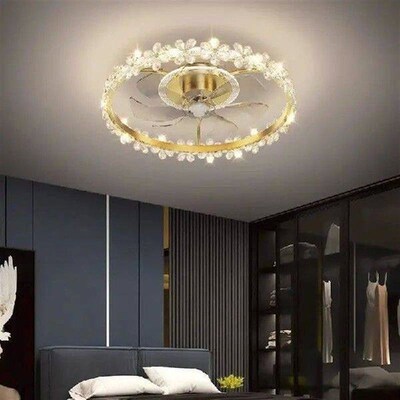 Light Luxury Crystal Remote Control Dimming Crystal Fan