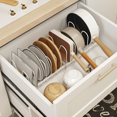 Expandable Pans Organizer Rack, Pots and Pans Cabinet Organi