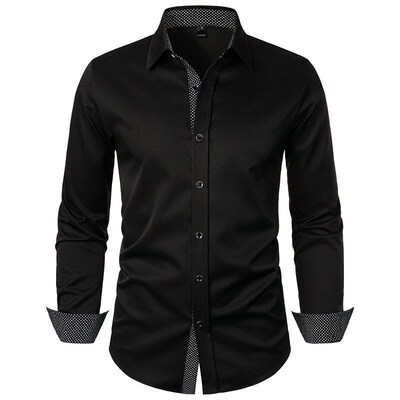 Mens Shirts 2025 SpringAutumn Slim Fit Business Dot Patchwor