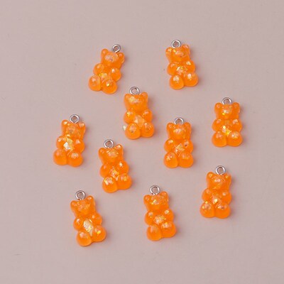 10pcs 22X11mm Resin Sequins Gummy Bear Charms for Jewelry Ma