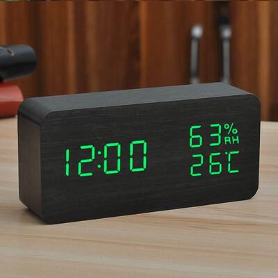 Alarm clock bedside luminous electronic clock LED wooden闹钟