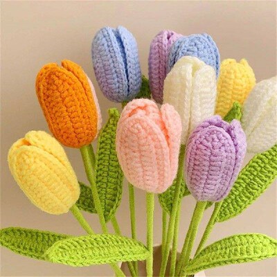 1pc Knit Tulips Fake Flowers Bouquet Wedding Decoration