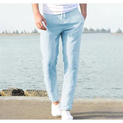 2025 Mens Cotton Linen Pants Joggers Sweatpants Sreetwear B