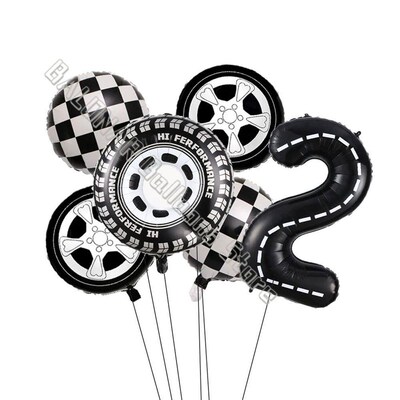 5/9pcs Race Car Theme Balloon Set With 30inch Number Balloon