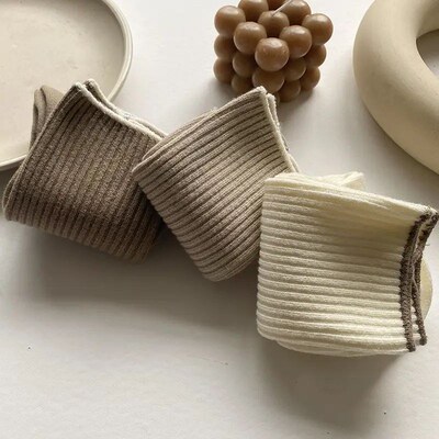 5 Pairs Of New Japanese Socks Set Solid Color Womens Casual