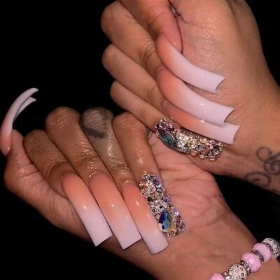 20pcs Fashion Curve Square Fake Nails Art Simple White Frenc