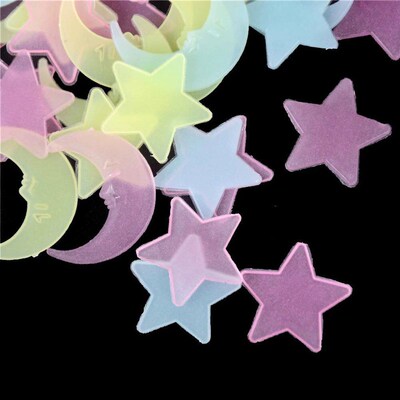 100pcs Glow In The Dark Toy Home Decor Shining Star Moon Lum