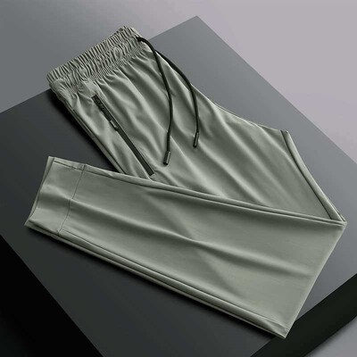 Breathing Ice Silk Casual Pants Mens Elapsed Waist Quick-Dr