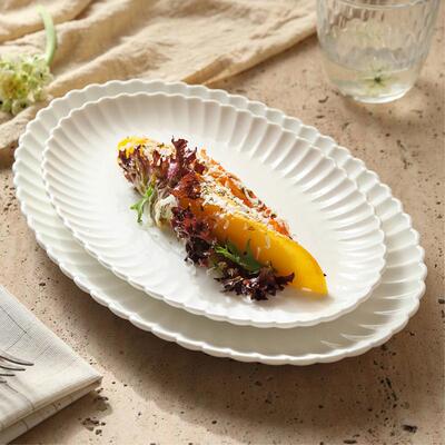 Chrysanthemum Fish Plate Ceramic Oval Dish for Restaurant