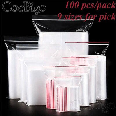 200pcs Small Zip Lock Bag Self Seal Plastic Clear Bags Reclo