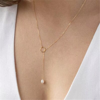-Freshwater Pearl Tassel Chain Fashion OL Simple Stainless S